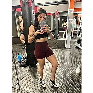 AUROLA Intensify Workout Shorts for Women Seamless Scrunch Short Gym Yoga Running Sport Active Exercise Fitness Shorts Black Cherry