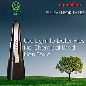 AguaChimp-Fly Fans for Tables, Chemical Free Fly Repellent, Fly Spinner, Fly Deterrent Indoor Outdoor, Bug Repellent for Camping, Picnic, Party, Restaurant and Kitchen, Batteries Powered 4PAK