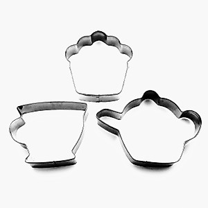 LAWMAN Teatime Cookie Cutter Teacup Teapot Muffin Fondant Pastry Candy Baking Metal Cookie Cutter Set
