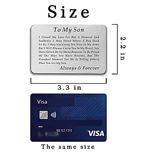 JAmuruwt Gifts for Son Metal Wallet Insert Card to My Son Gifts from Mom and Dad Birthday Christmas Graduation Wedding Deployment Gifts for Son