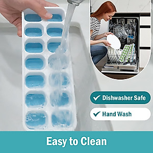 Ice Cube Tray 3 Pack, 42PCS Silicone Ice Trays with Lids for Freezer, Stackable and Easy-Release Ice Trays for Iced Coffee, Drinks, and Cocktails…