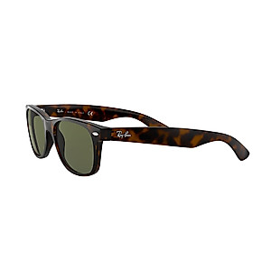 Ray-Ban RB2132 New Wayfarer Square Sunglasses, Tortoise/G-15 Green, 55 mm