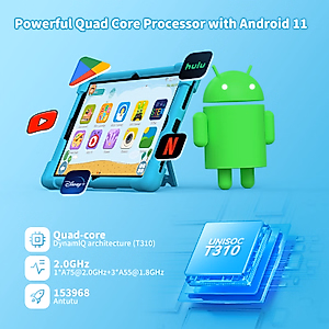 Headwolf Kids Tablet, Android Tablet for Kids 3GB RAM 64GB ROM Toddler Tablet with Case, Unisoc T310 Quad Core 8 Inch Tablet with Parental Control, Kids Software Pre-Installed, Dual Camera, WiFi, GPS