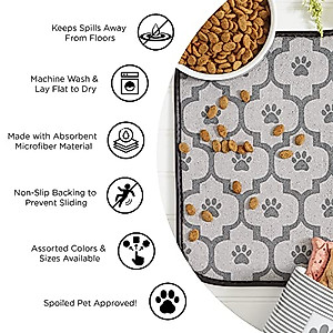 Bone Dry Machine Washable, Ultra Absorbent Pet Mat, 12x18, Gray Lattice