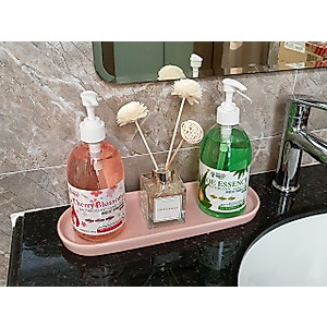 Ceramic Sink Tray, Bathroom Counter Tray, Bathtub Tray, Cosmetics Dish, Candle Tray, Perfume Shampoo Liquid Soap Tray Simple Style Design Suit for Bathroom and Kitchen (Pink)