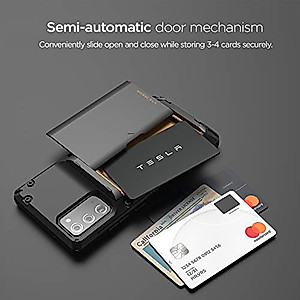 VRS DESIGN Damda Glide Pro for Galaxy Note 20, with [4 Cards] [Semi Auto] Premium Sturdy Credit Card Slot Wallet for Samsung Galaxy Note 20 5G Case 6.7 inch(2020) Black