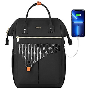 MOMUVO Travel Backpack for Women Laptop Backpack 15.6 Inch,School College Bookbag Work Bag with USB Charging Port,Casual Daypack Teacher Backpack Pink Grey