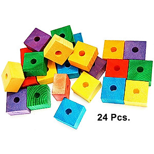 Parrot toys Wooden Colored Large 24 Blocks Bird Parts Amazon Cockatoo Macaw