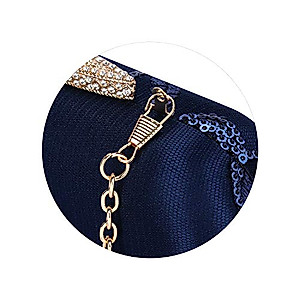 Mulian LilY M034 Evening Clutch Purses Lace Satin Beaded Sequin Prom Party Clutch Bag For Women Navy