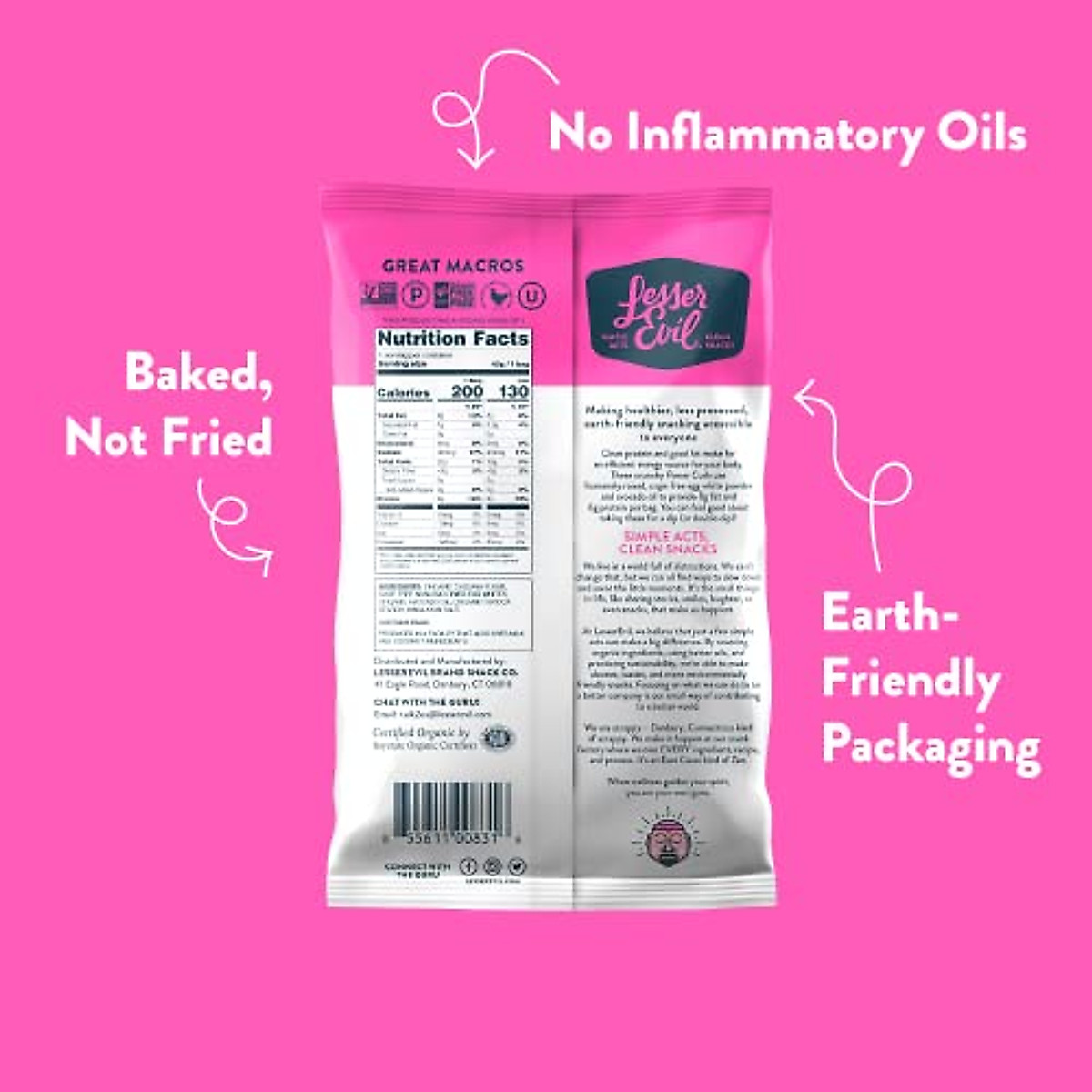 LesserEvil Himalayan Pink Salt Power Curls, Grain Free, Minimally Processed, Avocado Oil, Egg White Protein, 1.5 Oz, Pack of 7