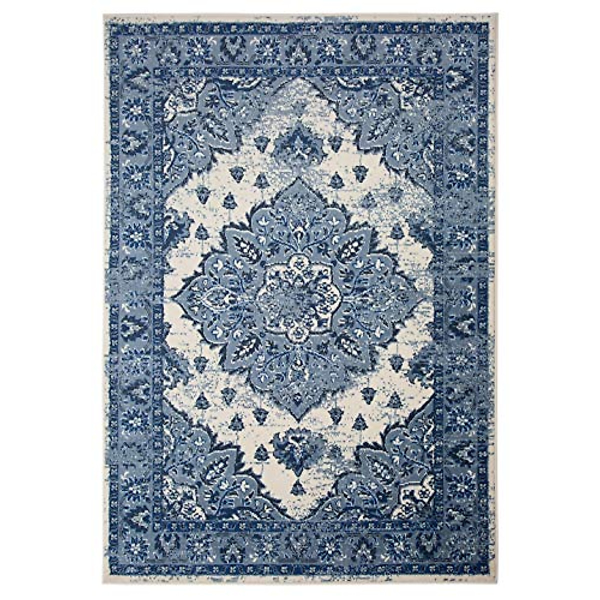 PRIYATE Distressed Vintage Indoor Area Rug 8' x 10' – Persian Style, Medallion, Oriental, Odelia Collection - Easy Clean, Pet Friendly, High Traffic Carpet - Bedroom, Hallway, Living & Dining Room