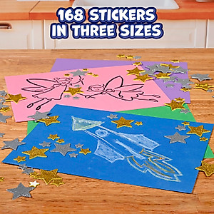 READY 2 LEARN Glitter Foam Stickers - Silver and Gold Stars - Pack of 168 - Self-Adhesive Stickers - Stickers for Scrapbooks and Cards