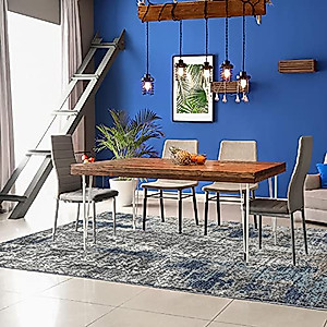 LUXE WEAVERS Euston Collection 7679 Dark Blue-Light Blue 8x10 Modern Abstract Area Rug