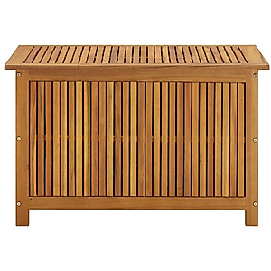 vidaXL Outdoor Storage Box, [Load Capacity Gallon] Deck Box with Lid, Storage Chest with Water-Resistant Bag Inside, 35.4''x19.7''x22.8'', Solid Acacia Wood