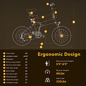 CYCROWN Knight Electric Bike for Adults 750W Peak Motor Up to 20 MPH 60 Miles,600wh Removable Battery,Folding 20" x 4.0" Fat Tire Electric Bicycle Dual Shock Absorber Ebikes for Adults