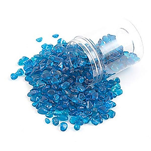 Reflective High Luster Fire Glass, Glass Gravel, Fire Glass Pebbles,Glass Beads Marbles Rocks Gems for Aquarium Garden Decoration, 6-9mm, 305g/0.67lbs (Aquamarine)