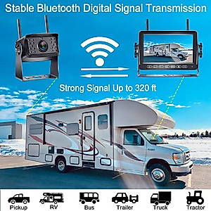 RV Backup Camera Wireless HD 1080P 2 Infrared Night Vision Bluetooth Rear View Cam 7‘’DVR Touch Key Monitor Kit Adapter for Furrion Pre-Wired RV Trailer Truck Camper Van Crane 4 Channels Xinshuoxun K7
