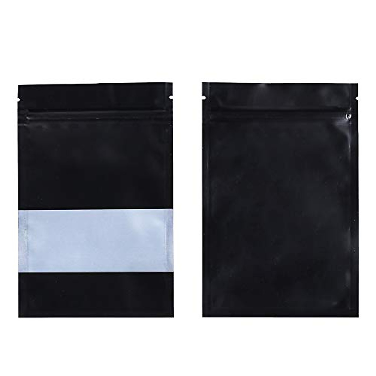 100PCS Food Safe Flat Packaging Bags with Rectangular Frosted Window and Tear Notch Food Storage (Black,3.9" x 5.9")