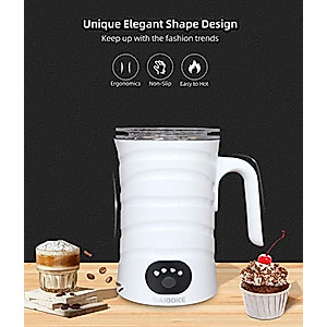 Milk Frother, SAIBOKE 4-in-1 Electric Milk Steamer，Automatic Hot & Cold Foam Maker, 8.8oz/260ml Milk Warmer for Latte, Cappuccinos, Macchiato. Ultra-Quiet Working & Automatic Shut Off