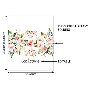 Place Cards for Floral Party, Editable Name Place Cards, Seating Place Cards for Tables, Tent Style Cards for Wedding, Valentine's Day, Bride & Baby Shower, Easy Folding, Pack of 25 Escort Cards(B17)