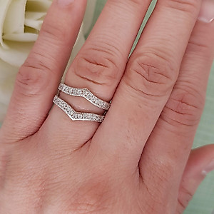 Dazzlingrock Collection 0.45 Carat (Cttw) Round White Diamond Women Wedding Enhancer Ring 1/2 CT, 18K White Gold, Size 9