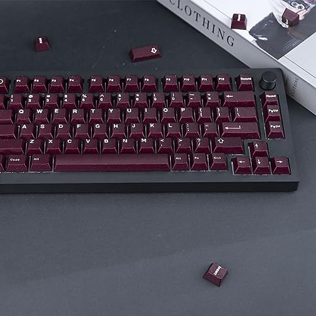 GEKUCAP Custom Keycaps, 121 Keys Red Translucent Keycaps, Double Shot ABS Keycaps, Cherry Profile Keycaps Set for Gaming Keyboard Cherry MX Switches Mechanical Keyboard 61/87/104/108 (Red)