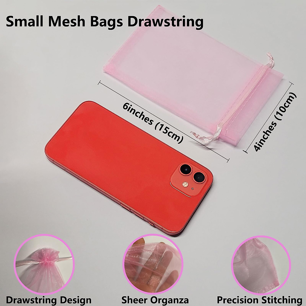 SIAGCRAW 100PCS Mixed Color Organza Bags, 4x6 inches Small Mesh Bags Drawstring, Little Gift Bags for Candy Jewelry Party Wedding Favor Small Presents