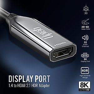 DisplayPort 1.4 to HDMI 2.1 Adapter 8K with HDR (DP 1.4 to HDMI 2.1) Display Port to HDMI Adapter 4k 120Hz up to 8K 60Hz with HDR Support for RTX 4090, RX 6900, Gaming PC, and More
