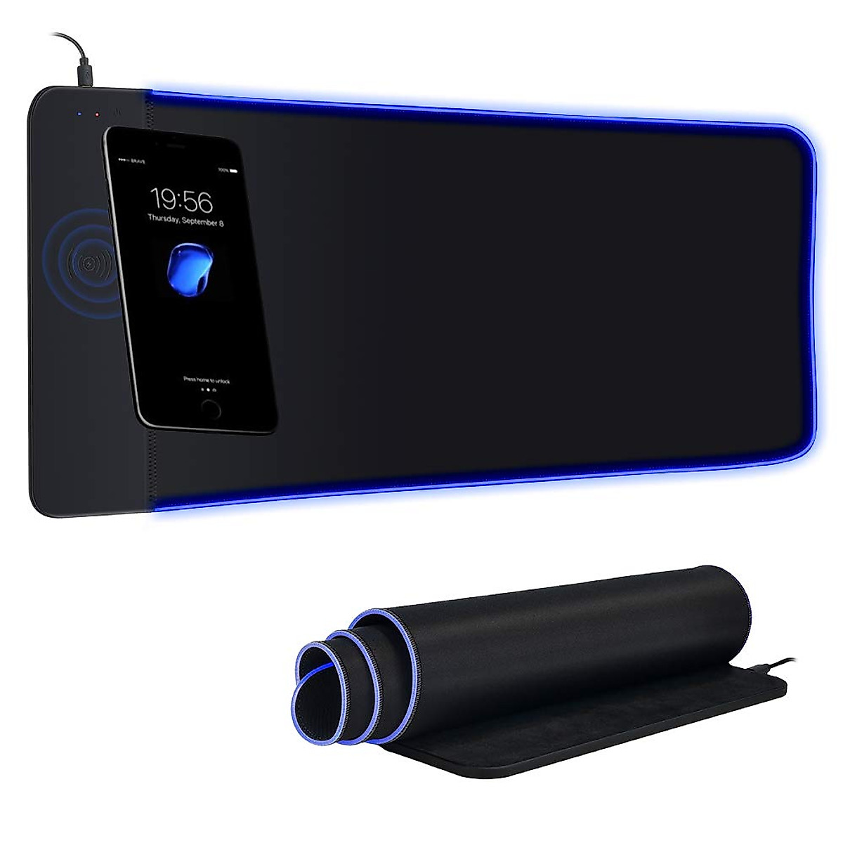 RGB Gaming Wireless Charging Black Mouse Pad,31.5x12 Inch Large and Long 10W Fast Wireless Charger Extended Mousepad XL LED Mouse Pad for PC/Computer/Laptop