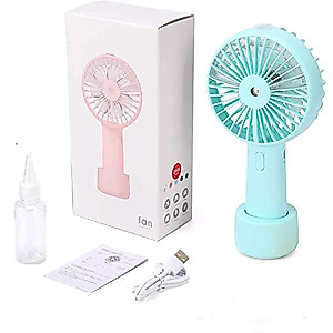 Portable Hand held Misting Fan, Small Personal USB Rechargeable Battery Operated Spray Fan Mister with 20ml Water Tank Mist Lash Fan Quiet 3 Speed Strong Cooling Wind for Travel Office Outdoors B