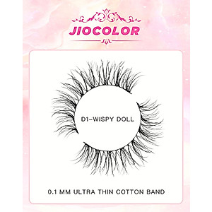 Lashes Natural Look, Wispy Eyelashes, Jiocolor False Eyelashes Natural Look, Fluffy Fake Mink Lashes,12 mm Strip Lashes 10 Pairs D1