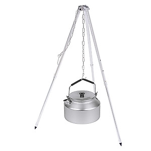 Camping Tripod Cooker 44 LB Load Folding Campfire Cooking Dutch Oven Tripod Grill Stand Open Fire Tripod Adjustable Grill Tripod Cooker Cooking Lantern Tripod Hanger