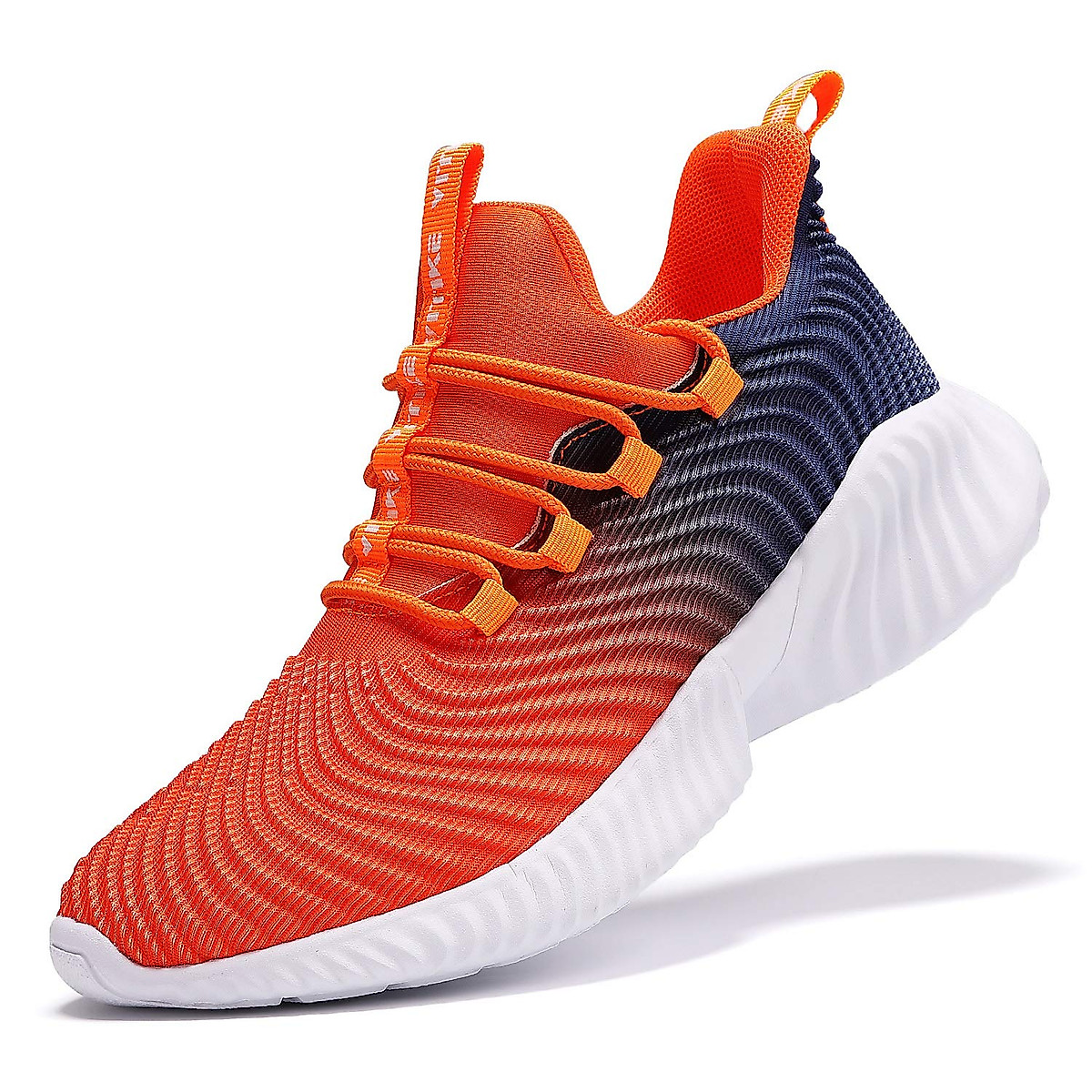 JMFCHI Boys Girls Kids' Sneakers Knitted Mesh Sports Shoes Breathable Lightweight Running Shoes for Kids Fashion Athletic Casual Shoes Orange Size 6