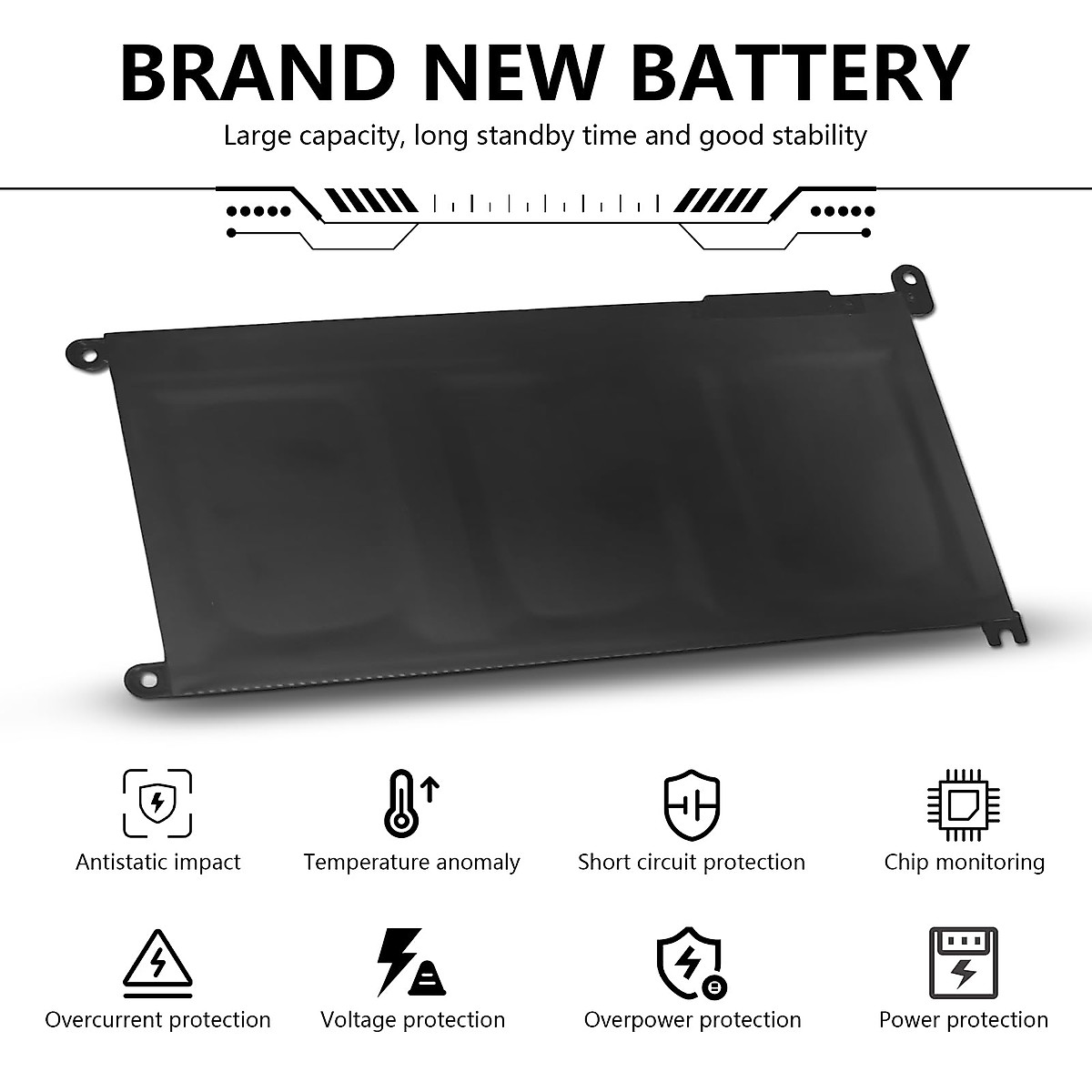 3600mAh 42WH WDXOR Laptop Battery for Dell Inspiron Notebook 13 5368 5378 5379 7368 7378 15 5565 5567 5568 5578 7560 7570 7579 7569 17 5765 5767 5770 Series WDX0R FC92N 3CRH3 High Performance 11.4V