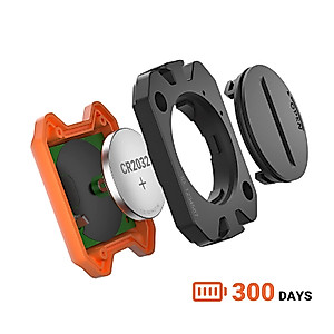 moofit Bike Speed Sensor, Bluetooth & ANT+ Wireless RPM Cycling Spin Bike Cadence Sensor for Wahoo/Coosporide/Rouvy/Peloton, IP67 Waterproof, Orange