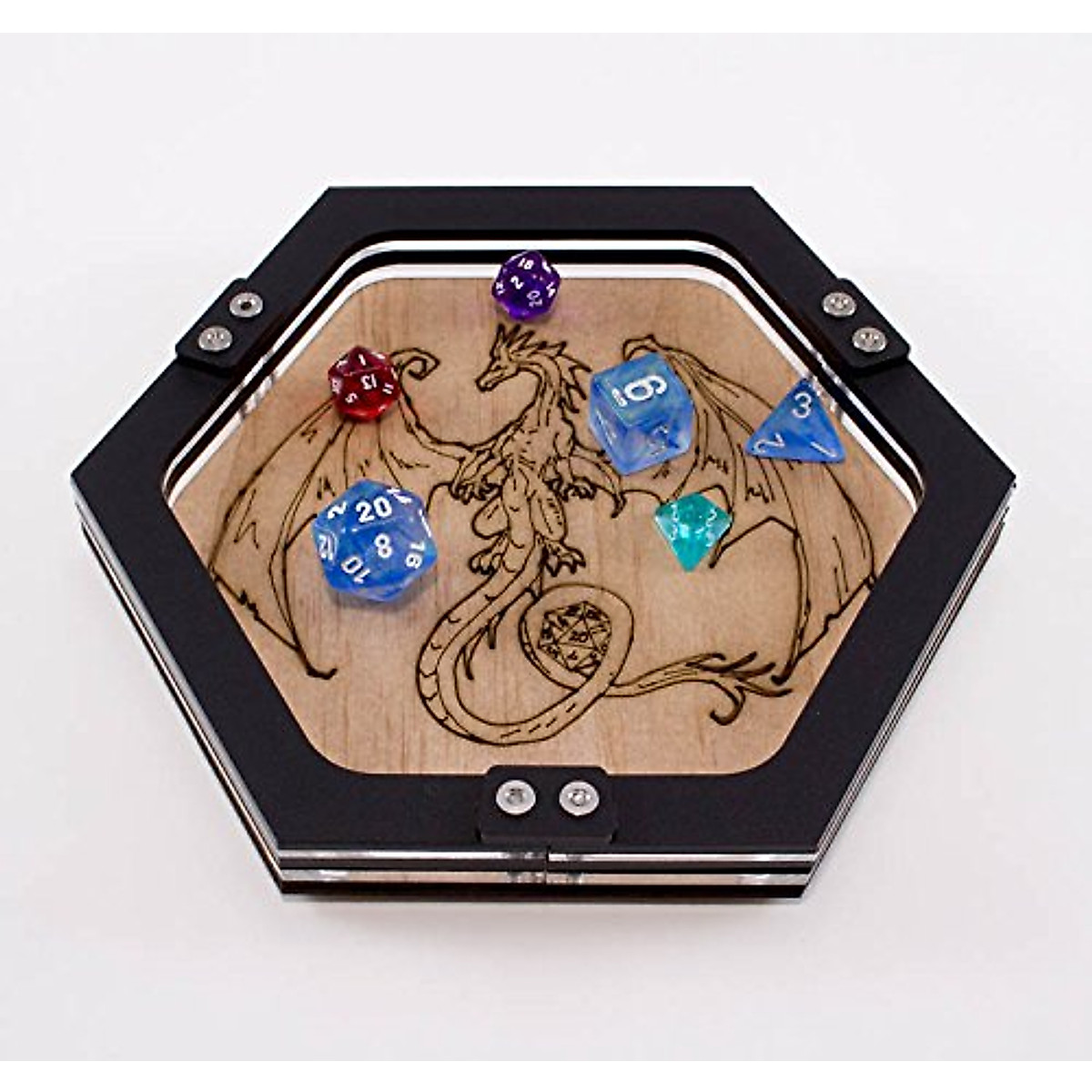Mini Dragon Dice Tray by C4Labs Laser Etched Wood