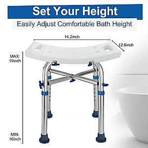 Shower Chair for Inside Shower, Adjustable Height Bath Chair for Seniors, Tool-Free Assembly Bathroom/Shower Chair for Elderly and Disabled, Heavy Duty Shower Stool(Support 350lb)