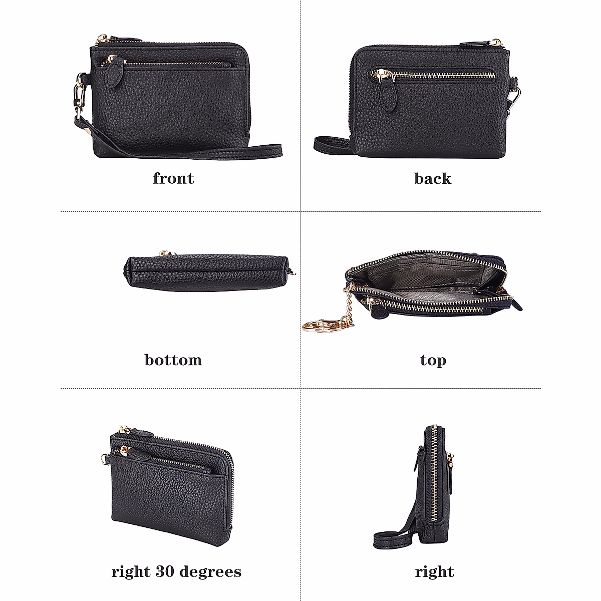 Teskyer Coin Purse Pouch, RFID Blocking Credit Card Holder Zipper Wallet with Wrist Strap and Key Chain for Men & Women