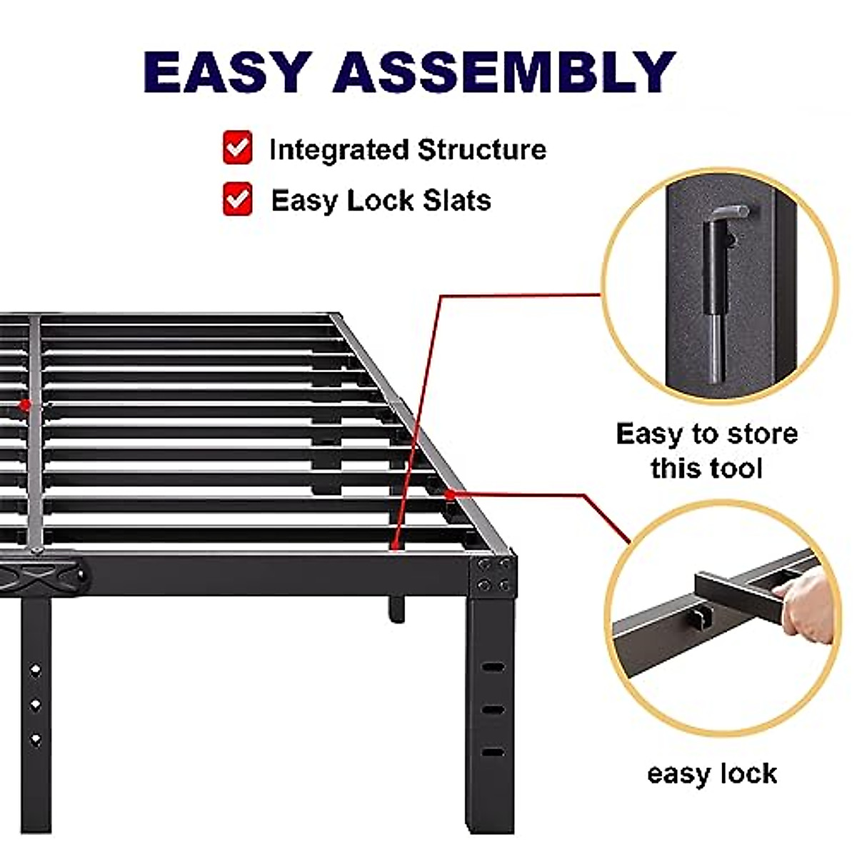 Bed Frame Full Size Storage 14 inch Tall,Platform Metal BedFrame for Kids Boys Girls, Heavy Duty Slats Support,No Box Spring Needed, Easy Assembly, Noise Free, Black (Full, 14in)