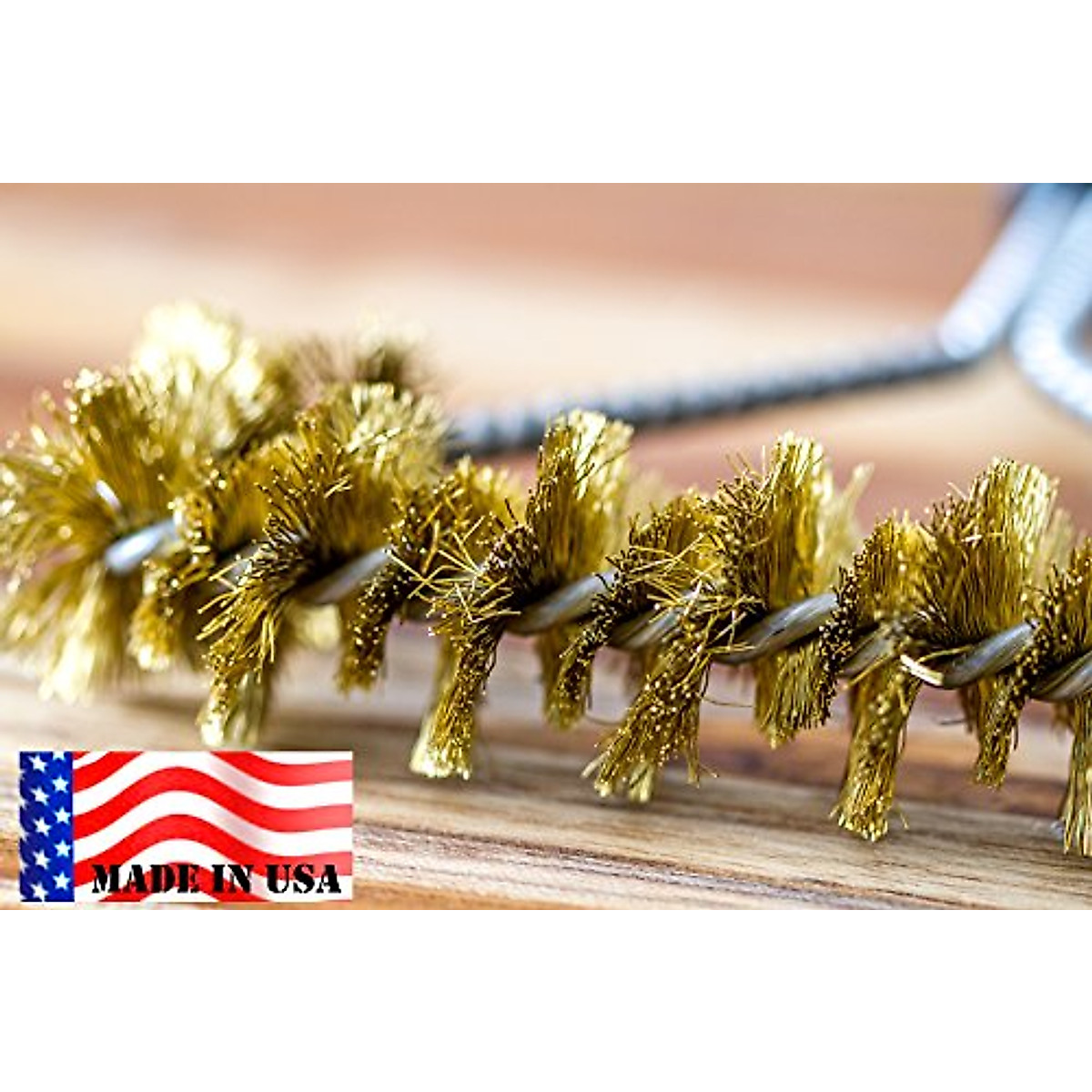 Backyard Dudes BBQ Grill Cleaning Brass Brush 16" -Made in USA -Heavy Duty Real Brass Extra Wide Two Levels of bristles are Soft Safe for Porcelain Enamel grates (16 inches)