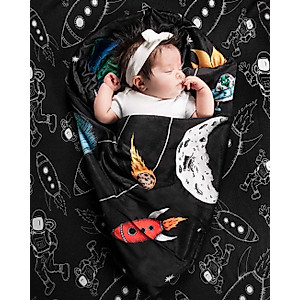 Jaxson's World Outer Space Theme | Minky Fleece Baby Blanket