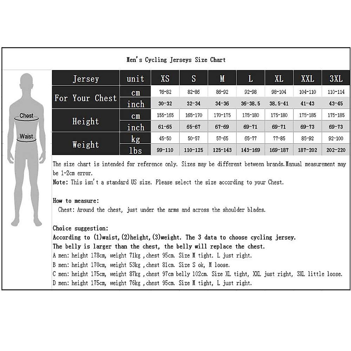 Shenshan Cycling Jersey Men USA Bike MTB Bicycle Wear Cycling Clothing Black Red XXL