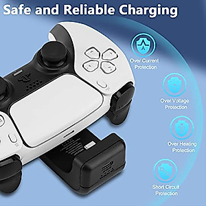 SIKEMAY PS5 Controller Accessories Rechargeable Battery Pack, 1800mAh Fast Charging External Battery with LED Indicator and USB Type-C Charger Cable, Portable Wireless DualSense Kit - Black