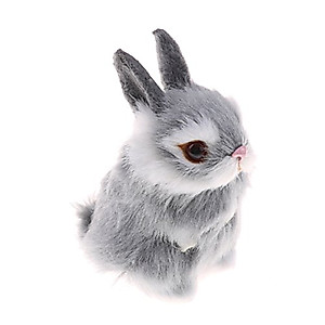 GUDVES Mini Realistic Cute Plush Rabbits Fur Lifelike Animal Easter Bunny Simulation Toy Model Gift Miniatures Decorations (Rabbit Plush Toys-B)