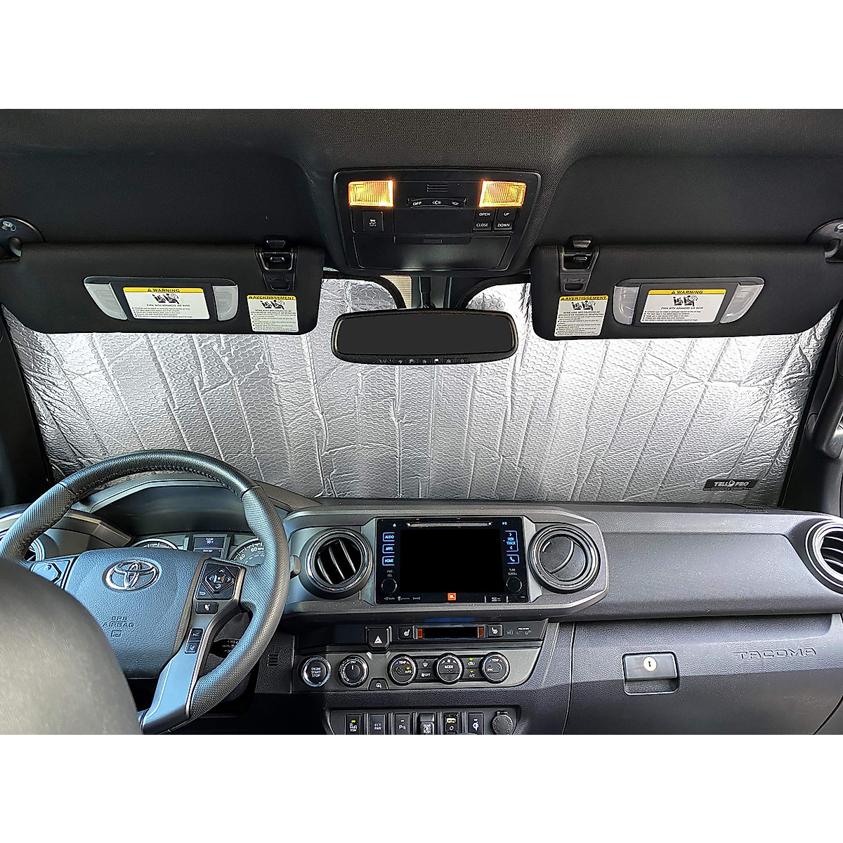 YelloPro Custom Fit Reflective Windshield Sunshade for 2016 2017 2018 2019 2020 2021 2022 2023 Toyota Tacoma, TRD Off-Road, SR, SR5, TRD Sport, TRD Pro, Limited 2Dr 4Dr Pickup, UV Reflector