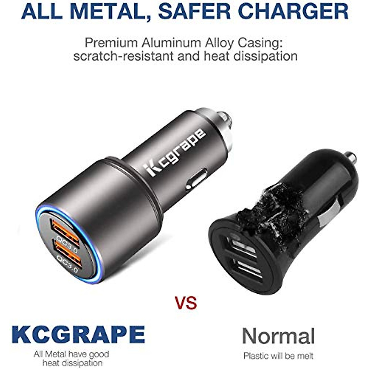 USB Car Charger,36W Dual Quick Charge 3.0 Car Adapter for Moto G Power/G Stylus 2022 2020 2021,G Fast/G Play/G100/G Pure,Edge Plus,Motorola One 5G Ace/Fusion+,G7 G8 Play Power,Z4 Z3,6ft Type C Cable