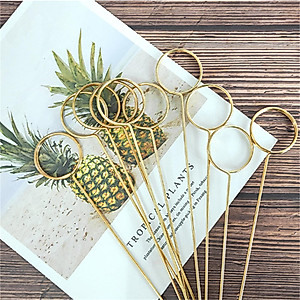 Metal Wire Floral Place Card Holder, DANUDON 40PCS Flower Card Holder Stick Heart Round Floral Holder Pick Gold Card Note Table Number Memo Photo Clip for Flower Arrangements Wedding Birthday Party