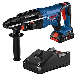 Bosch GBH18V-26DK15-RT 18V EC Brushless Lithium-Ion SDS-Plus Bulldog 1 in. Cordless Rotary Hammer Kit (4 Ah) (Renewed)