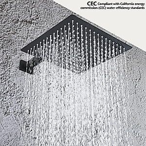 SKOWLL Rain Shower System Wall Mount 12 Inch Bathroom Overhead Shower Kit Digital Shower Fixtures Set with 2 Function LCD Display Valve, 7416W-MB Matte Black