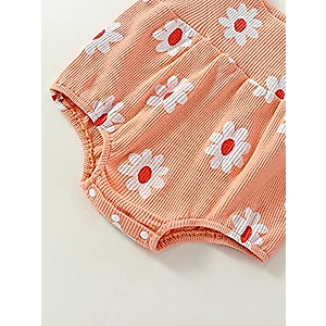 Baby Girl Dress Newborn Romper Floral Ruffle Princess Tutu Dress Summer(E Orange Pink Flower, 0-3 Months)